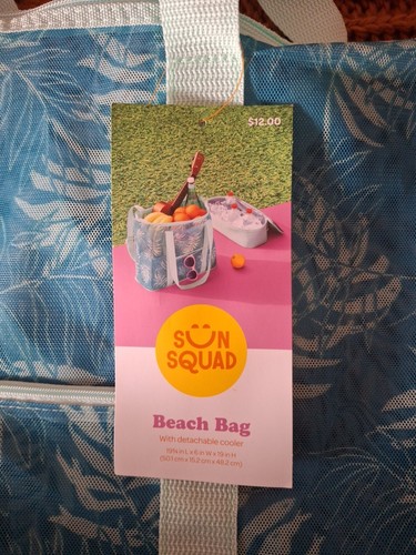 SUN SQUAD Beach Bag w/Detachable Cooler Tote (19.75"x6"x19") New with ...