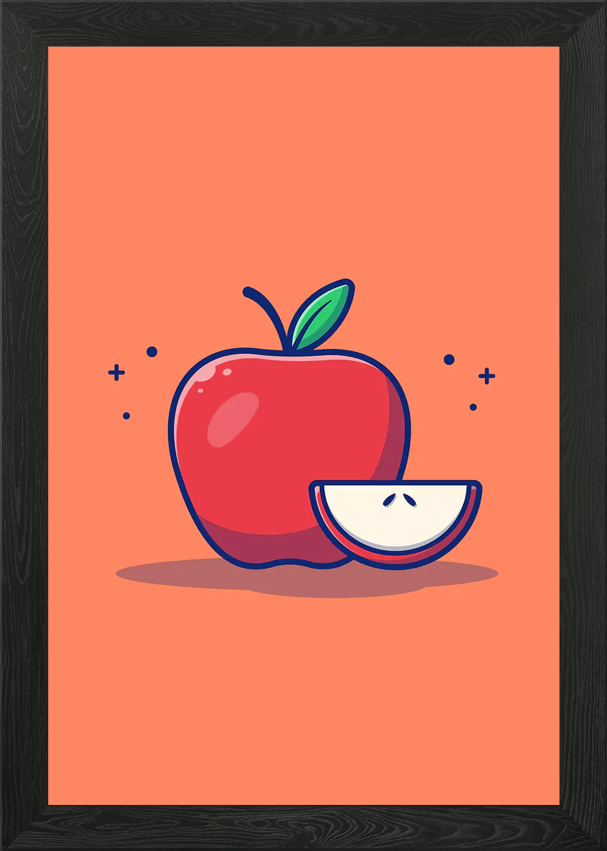 Apple And Slices Of Apple Framed Wall Art Poster Canvas Print Picture ...