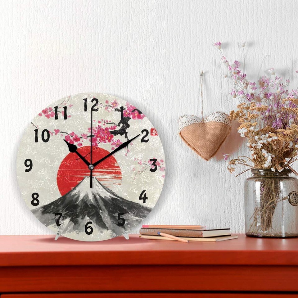 Sakura Tree Wall Clock Silent Non-Ticking Japanese Landscape Art Gift ...