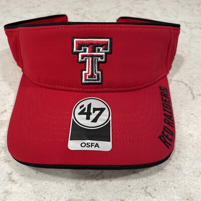 TEXAS TECH RED RAIDERS NCAA ‘47 Brand OSFA Red Adjustable VISOR Cap Hat ...