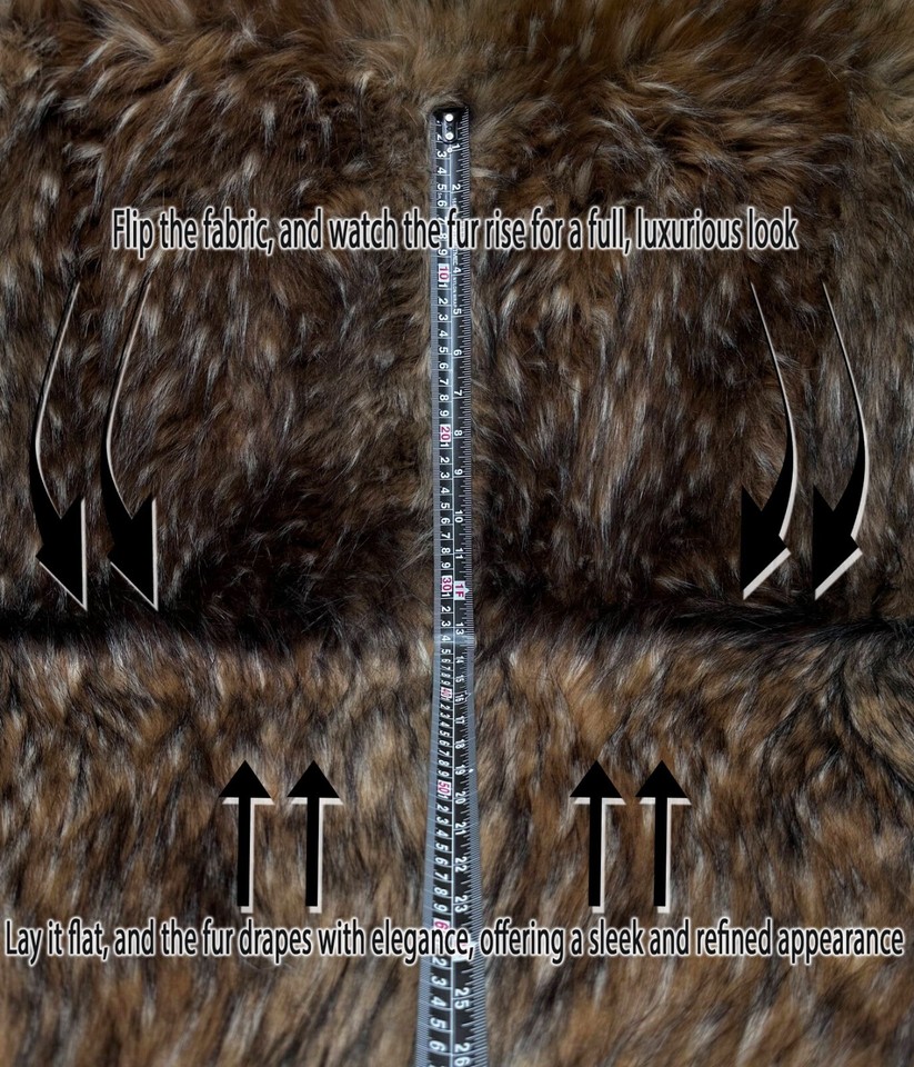 Faux Animal Fur Long Pile Heavy 65" Wide Fabric, Plush, Warm Soft Coat ...