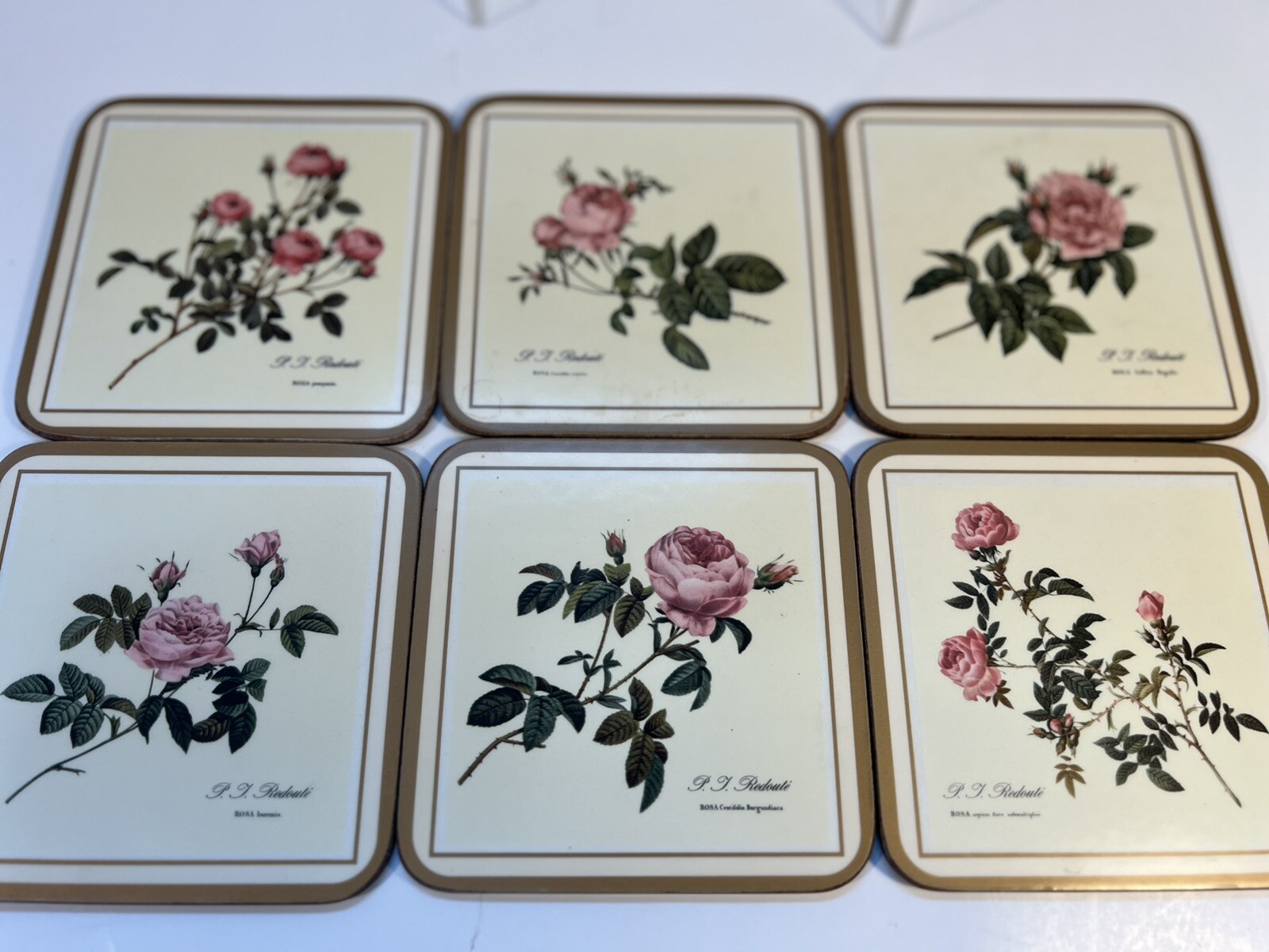 Pimpernal Coasters Cork Backed Pink Roses Set of 6 | eBay