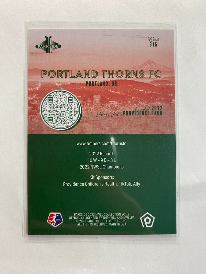 Portland Thorns FC Crest 2023 #315 Parkside Vol 2 NWSL Card | eBay