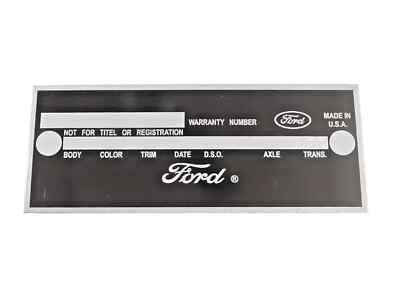 DATA PLATE FITS TO FORD FAIRLANE MUSTANG 1966-67 (DOOR) #V396-8 | eBay