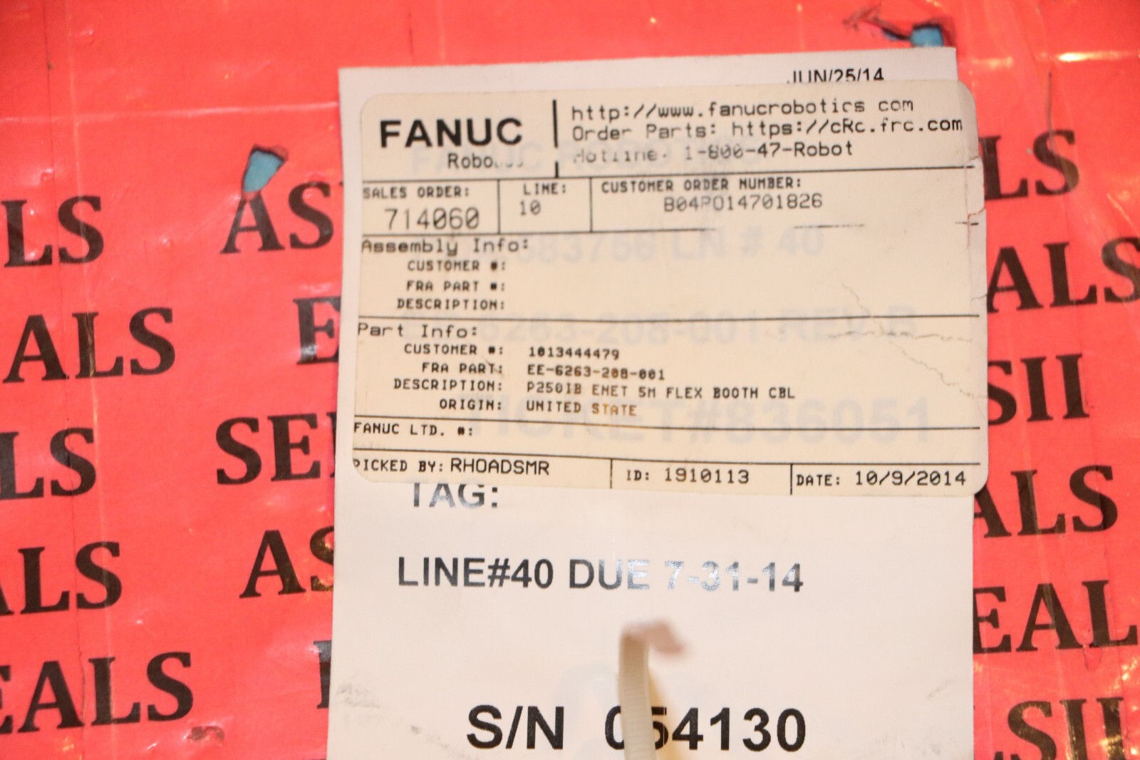 Fanuc EE-6263-208-001 P250IB Enet 5m Flex Booth SBL New | eBay