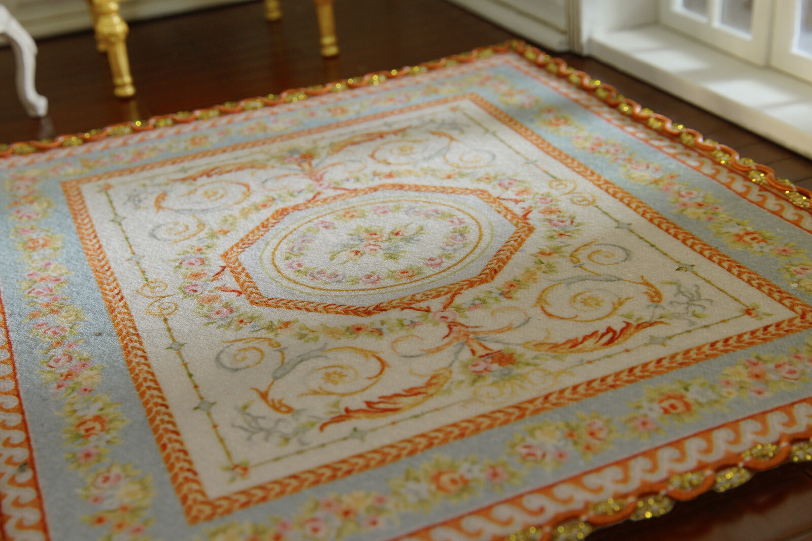 Miniature Elegant Pastel Blue Victorian Beautiful Rose Swirls Dollhouse ...