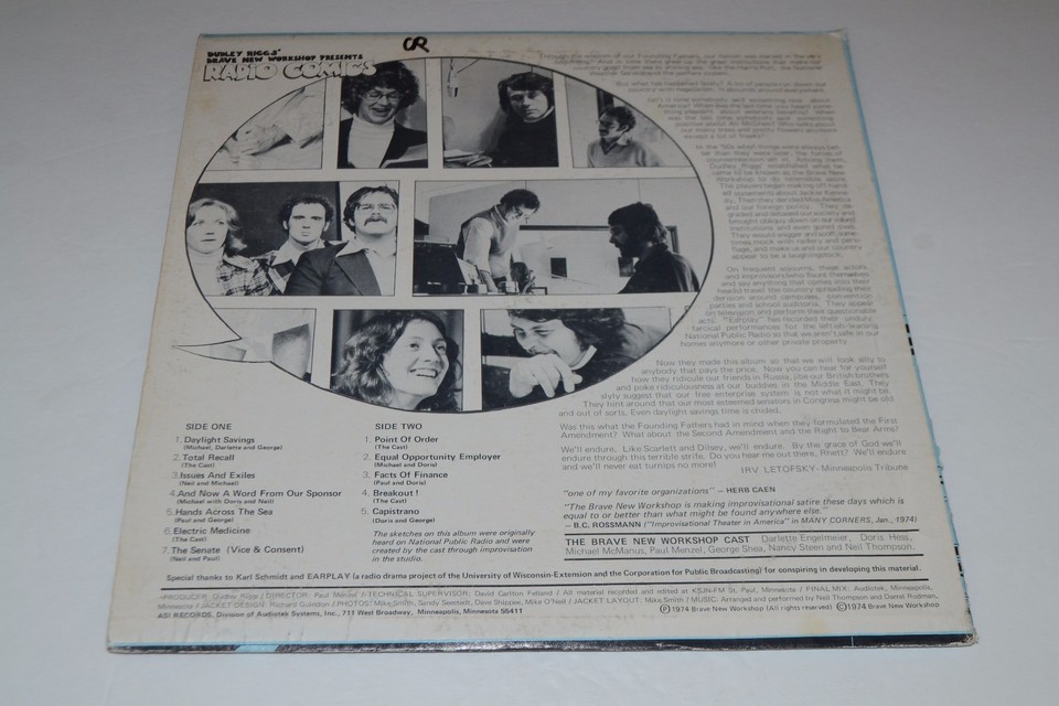 Dudley Riggs' Brave New Workshop Presents Radio Comics~1974 Private ...
