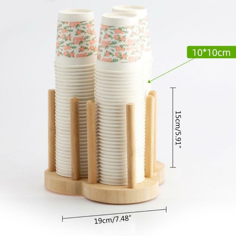 Disposable Cup Storage Holder Rack Shelf Water Tea Cups Wood Dispenser ...