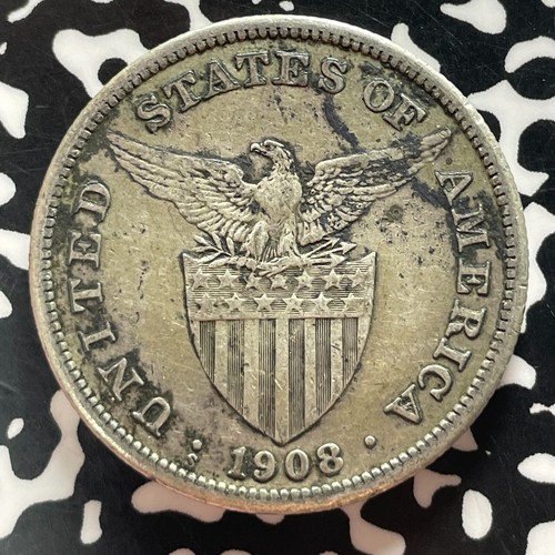 1908-S U.S. Philippines 1 Peso Lot#T4717 Large Silver Coin! Spots | eBay