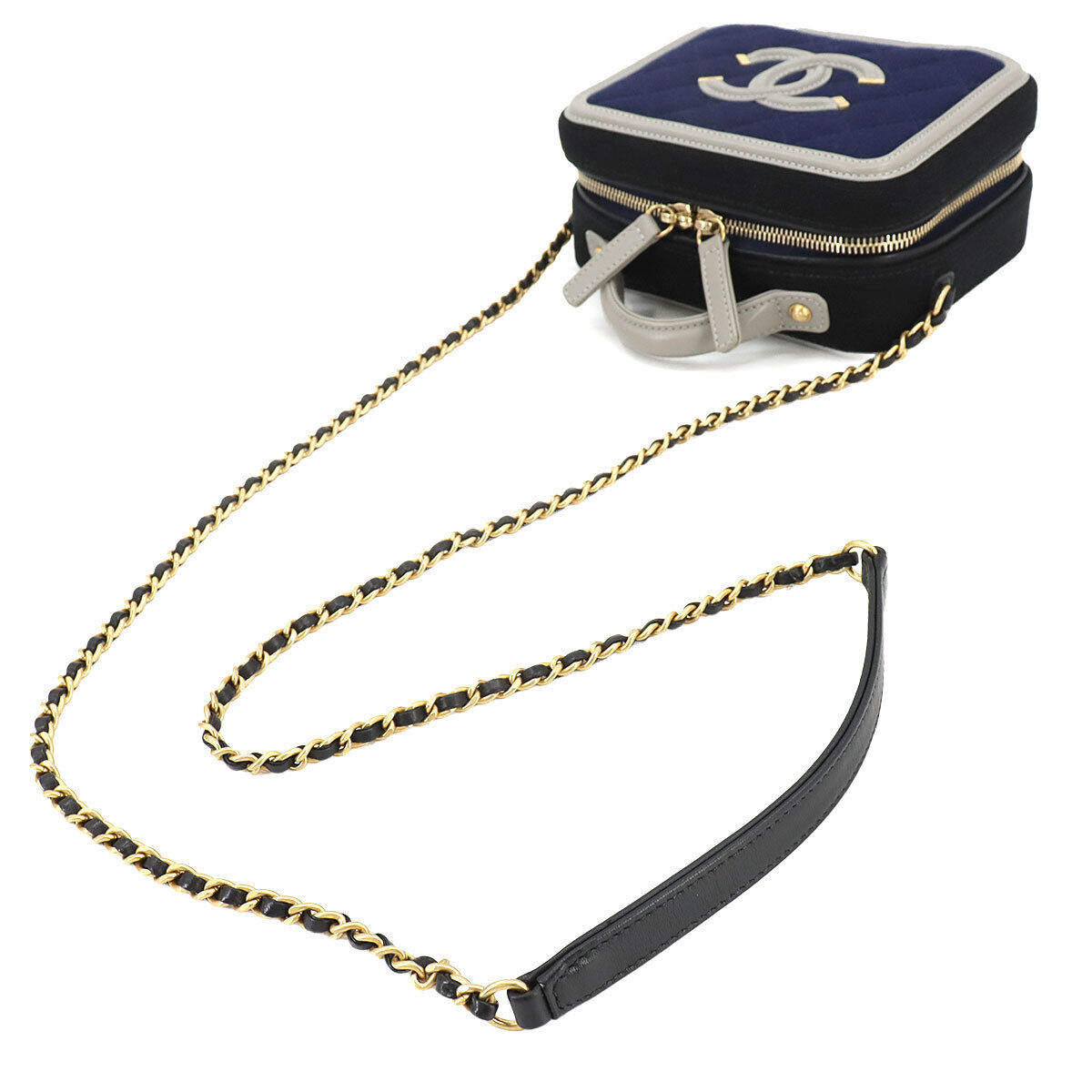 CHANEL CC Filigree Small Vanity Hand Shoulder Bag Canvas CHANEL CC Filigree Small Vanity Hand Shoulder Bag Canvas