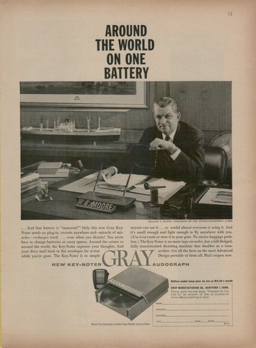 1960 Gray Key-Noter Audograph No Mere Tape Recorder Battery VINTAGE ...