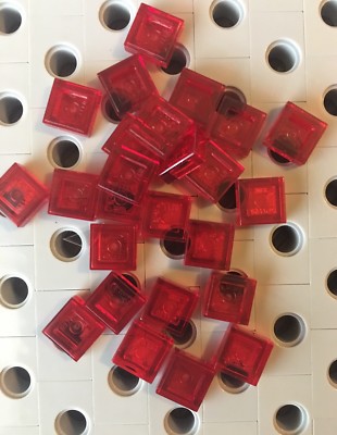 Lego Trans Red Flat Tiles 1x1 Square Smooth Finish Buildings Roof 25pcs ...