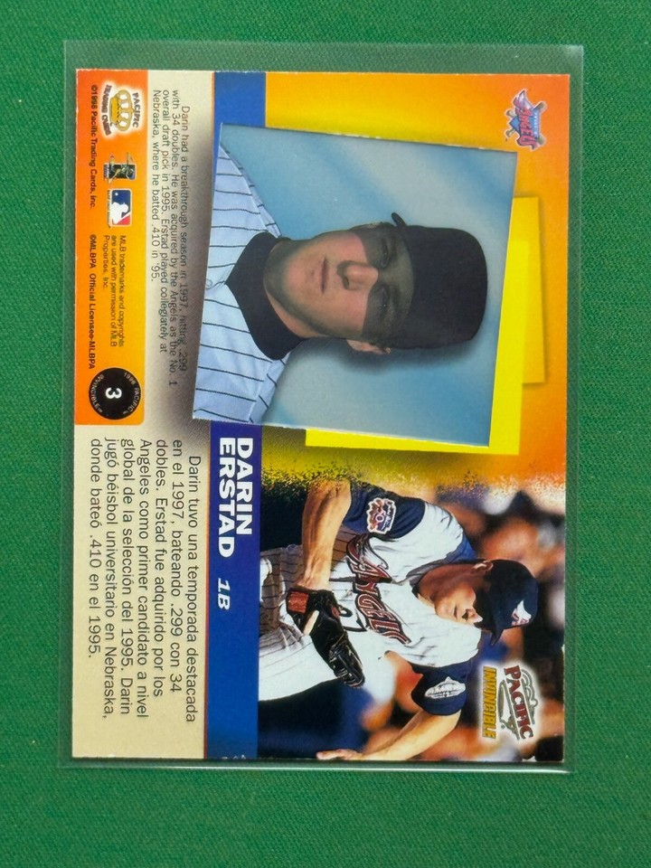 1998 Pacific Invincible Baseball Platinum Blue Parallel #3 Darin Erstad ...