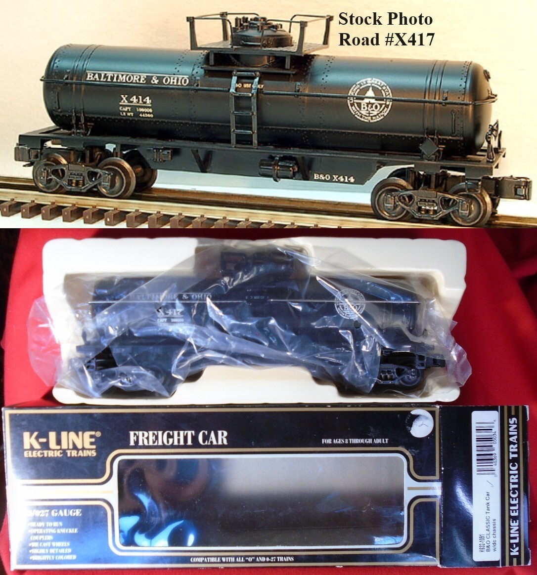 K-LINE O/O27 Gauge B&O Baltimore & Ohio Chemical Tank Car w/dc chassis ...