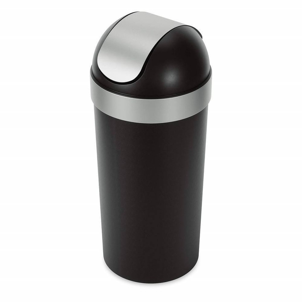 Unbranded Indoor/Outdoor Elongated Trash Can 16.5-Gal in Black w/ Swing ...