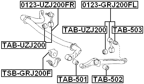 0123-GRJ200FL Febest FRONT LEFT STABILIZER LINK / SWAY BAR LINK 48810 ...