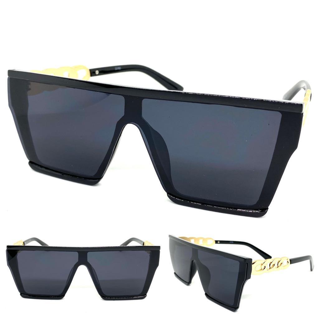 Classy Elegant Modern Contemporary Shield Style SUNGLASSES Black Frame ...