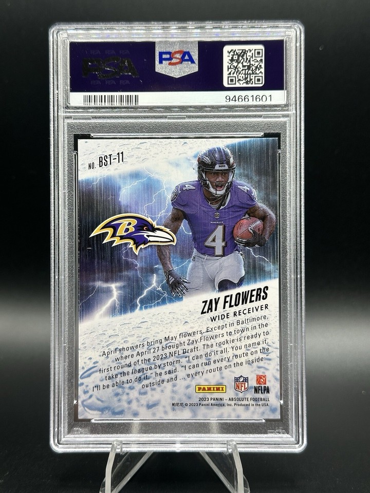 Zay Flowers PSA 10 2023 Panini Absolute By Storm #BST-11 (RC) Rookie ...