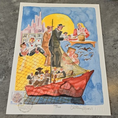 CHAIM GROSS WFUNA HAND SIGNED LITHOGRAPH 1984 522/1000 W/STAMP NICE ART ...