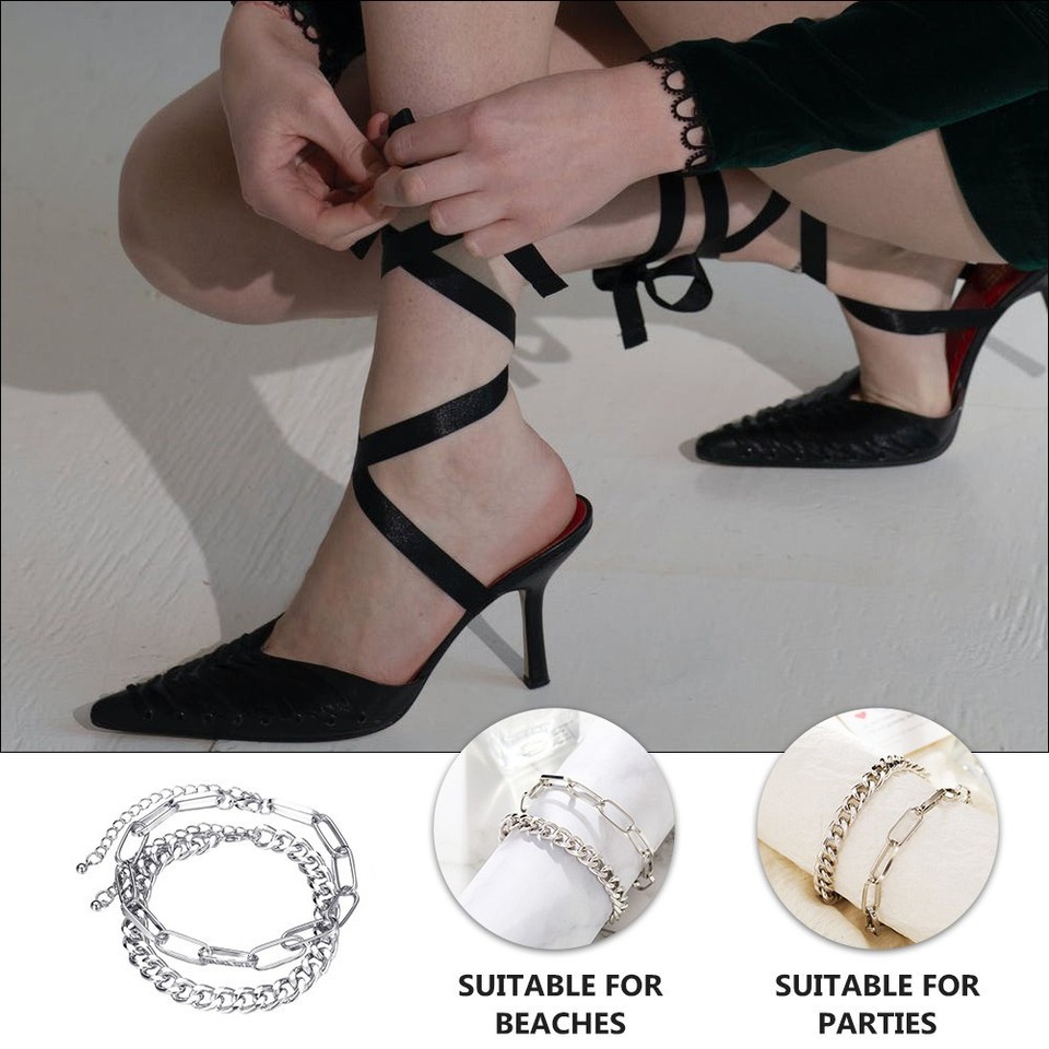 2 Set Stylish Zinc Alloy Foot Chain Ankle Bracelet for Travel | eBay ...