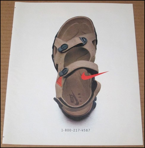 1995 Nike Air Sandal Print Ad Phone Number Advertisement 10"x12 ...