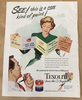 Texolite paint 1949 original vintage print ad 40s home decor ...