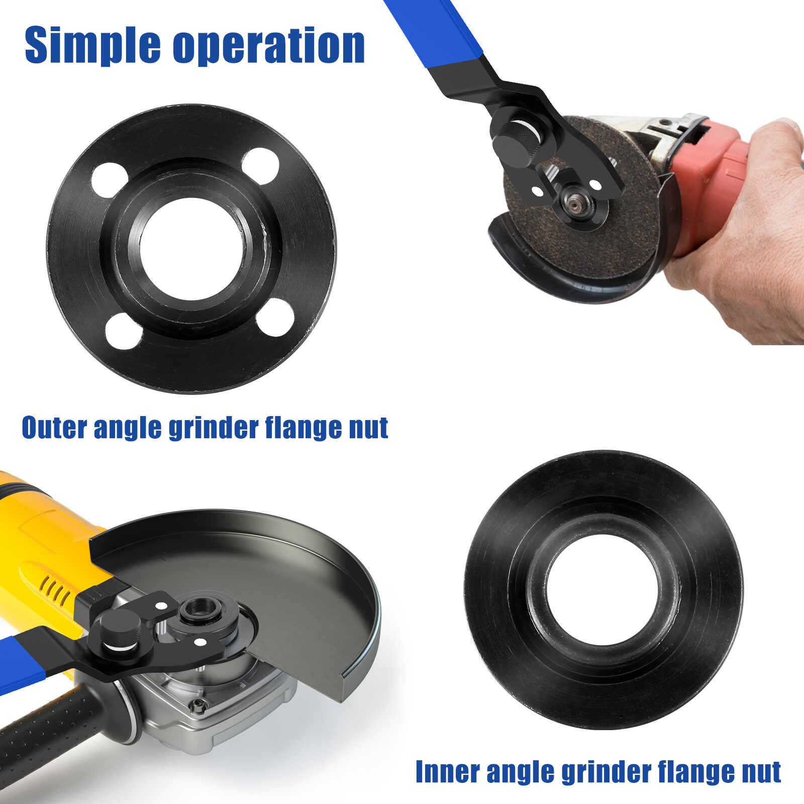 Angle Grinder Flange Nuts and Spanner Wrench Set w/ Extension Shaft ...