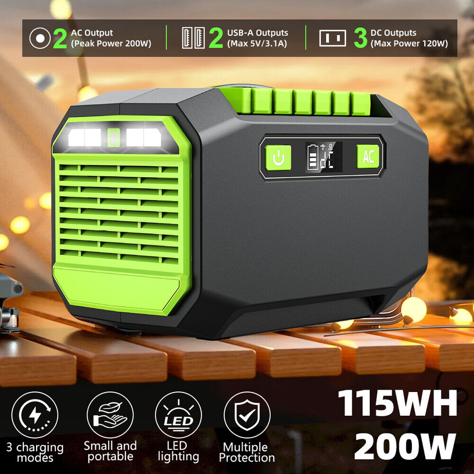 Portable 200W Power Station Generator AC Outlet Power Bank Charger w ...