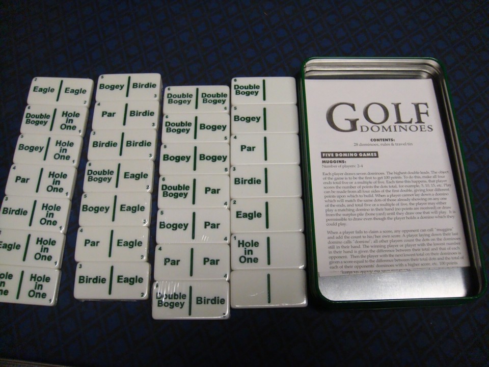 GOLF DOMINOES DOUBLE SIX SET, 28 DOMINOES, NEW , TRAVEL TIN USAOPOLY | eBay