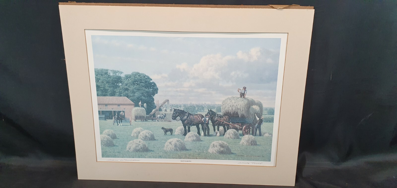 Farming scene "Haymaking" picture by Robin Wheeldon 1996 Artist Proof ...
