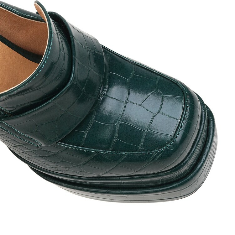 Women's Fashion Square Toe Embossed Platform Block Heel Sandal Shoes ...