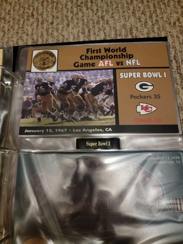 Vintage Danbury Mint NFL Super Bowl Flip Coin Collection Binder with 4 ...