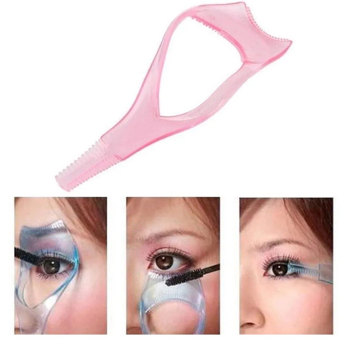 2x Eyelash Brush Curler Mascara Guard- 3 in 1 Applicator Tool Stencil ...