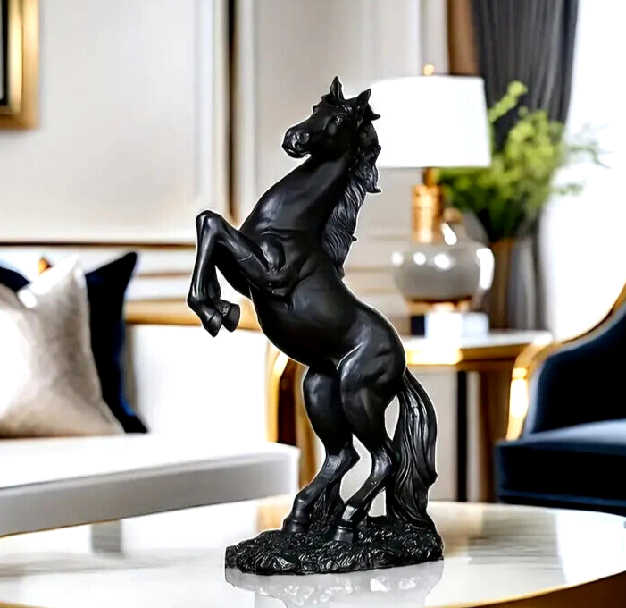 NEW Beautiful Black Standing Horse. Resin Figurine Statue 12h x 6w x 3d ...