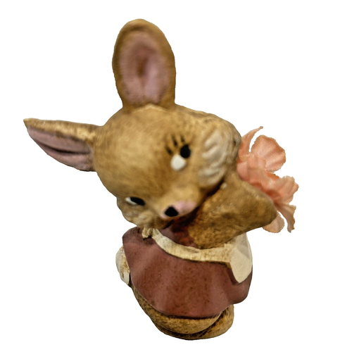 Vintage Hand Painted Ceramic Easter Bunny Figurine with Flowers 3.25 ...