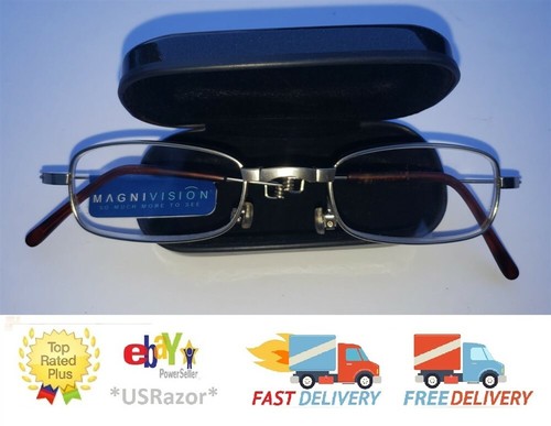Magnivision #108 Nickel Folding Reading Glasses Readers with Hard Case ...