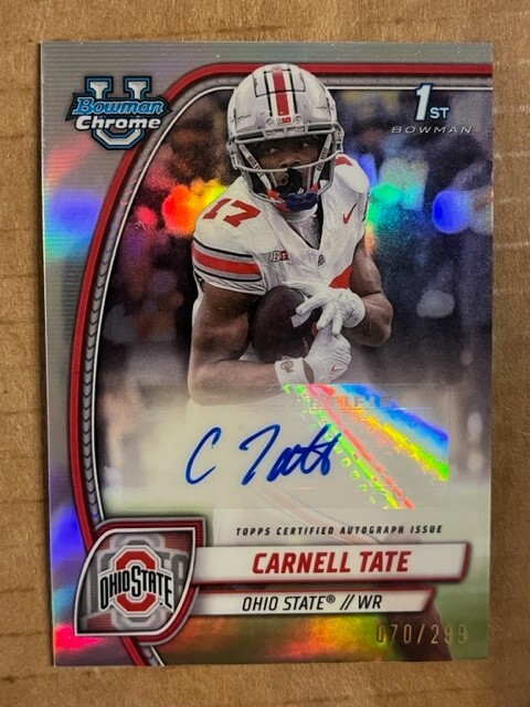 CARNELL TATE Ohio State 2024 Bowman Chrome U University Refractor AUTO ...
