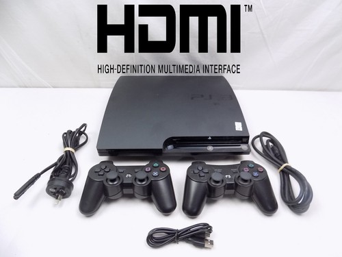 Ps3 Playstation 3 Slim Console 120 Gb + 2x Wireless Controllers ...