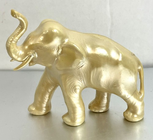 Vintage Hard Plastic Gold Elephant Animal Figure Figurine -Trunks Up ...