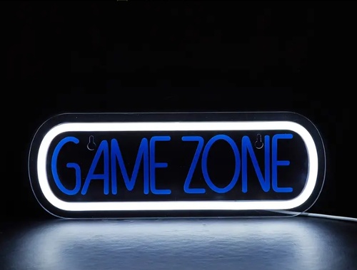 Game Zone LED Neon Sign 11" x 4" - Blue & White - USB Powered | eBay