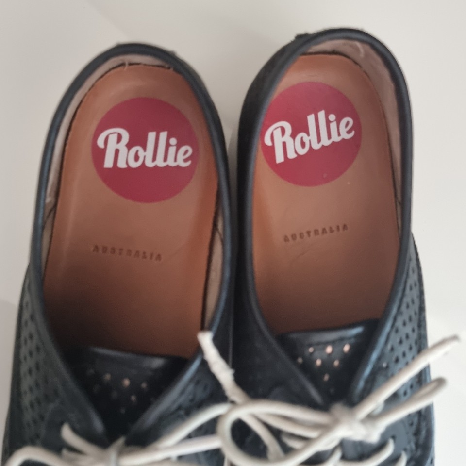Rollie Derby Punch Overlay Black/Rose Gold Size 38 RRP $229.95 | eBay ...