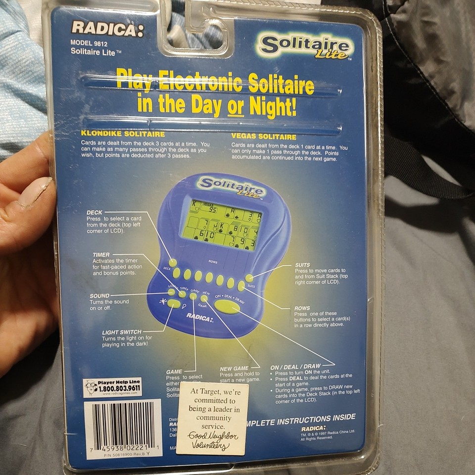1997 Radica Electronic Solitaire Lite Handheld Game Toy Vintage New ...
