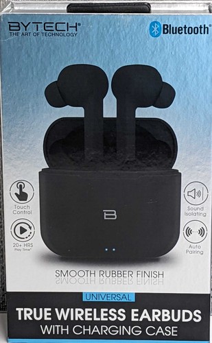 Bytech True Wireless Earbuds with Charging Case - Black | eBay