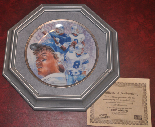 NFL Football Troy Aikman Dallas Cowboys collectible plate Platinum Ltd ...