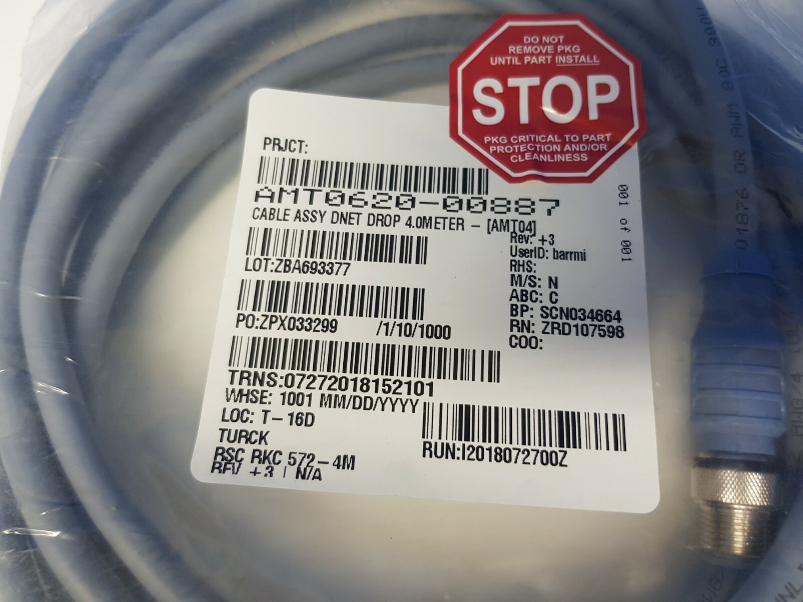 Applied Materials AMAT 0620-00887 CABLE ASSY DNET DROP 4.0 METER | eBay