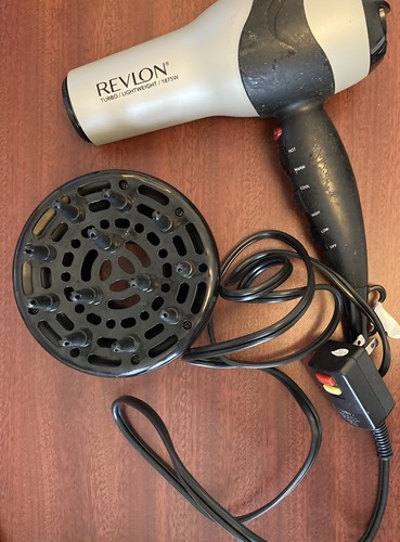 Revlon Ionic Hair Blow Dryer Model RV473 Silver 3 Heat and Diffuser ...
