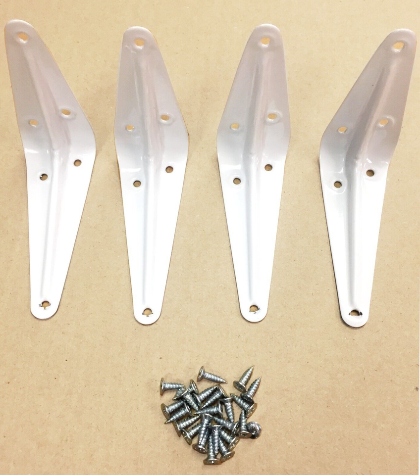 Set of 4 White Metal Wall Shelf Corner Brackets Angled Shelving Support ...