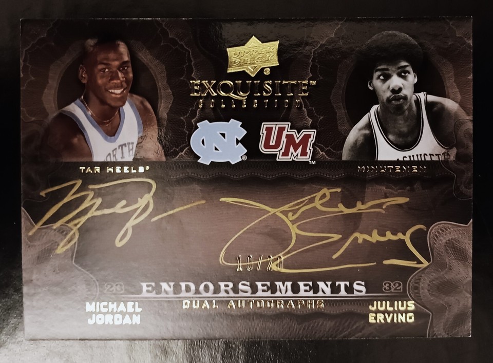 MICHAEL JORDAN,JULIUS ERVING-2011 UD Exquisite (#10/20) DUAL AUTO ...