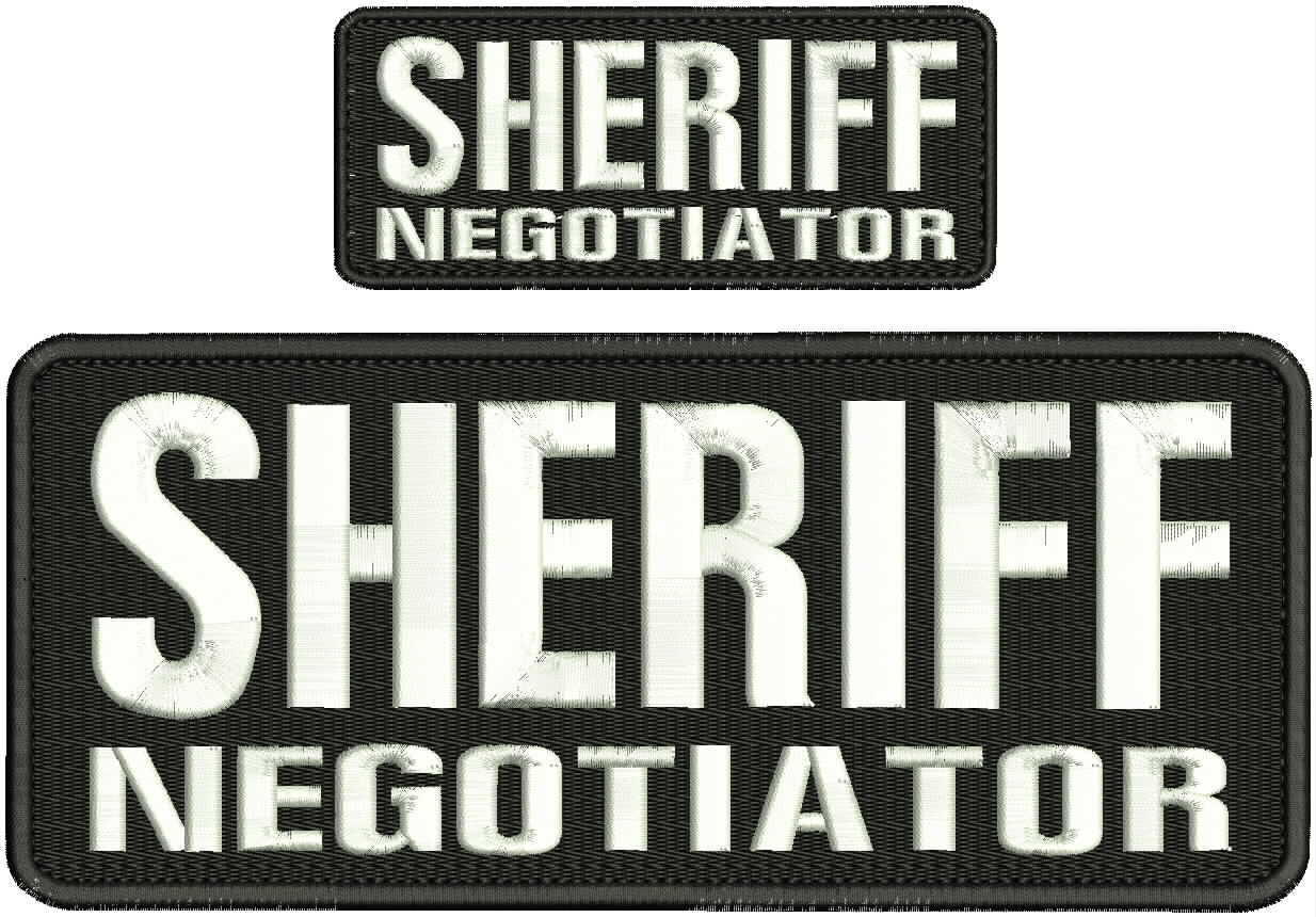 Sheriff Negotiator embroidery patches 4x10 and 2x5 hook on back white ...