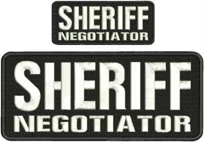Sheriff Negotiator embroidery patches 4x10 and 2x5 hook on back white ...
